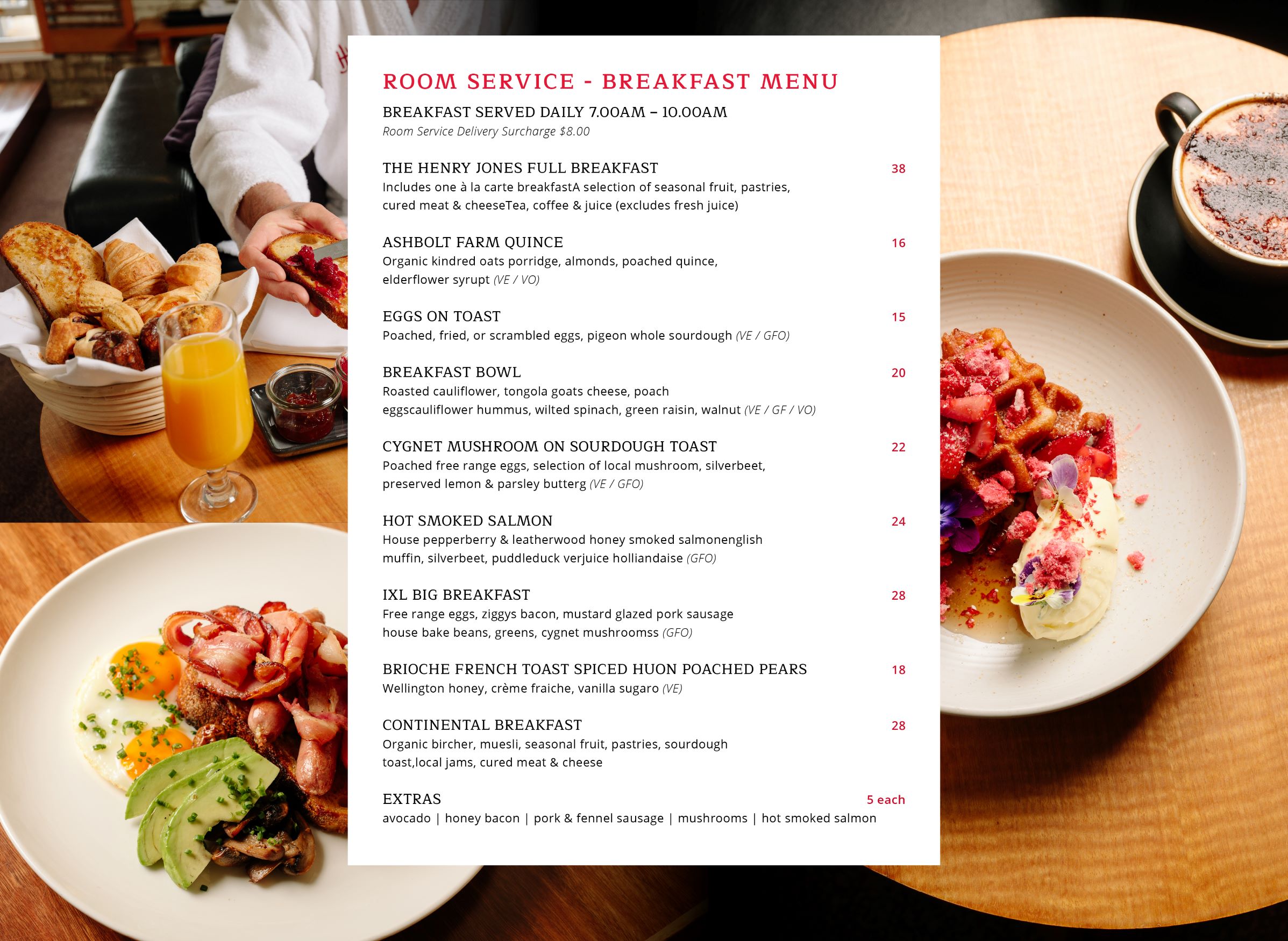 In-Room Dining - View Menu | Henry Jones Art Hotel